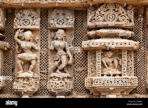 Ancient Stone Carving And Sculptures On The Walls Of Konark Sun Temple