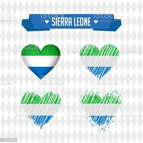 시에라 리온입니다 플래그와 함께 4 개의 벡터 하트의 컬렉션입니다 심장 실루엣 가장자리에 대한 스톡 벡터 아트 및 기타 이미지 가장자리 깨짐 디자인 Istock