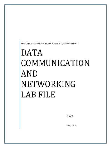 Data Communication And Networking Lab File Birla Institute Of