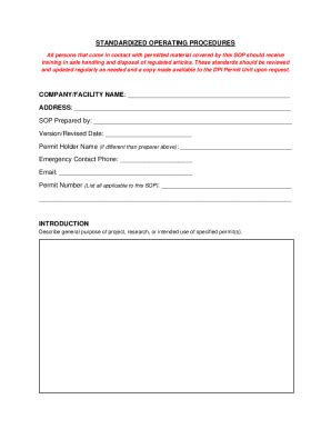 Fillable Online Standardized Operating Procedures Template Fax Email Print PdfFiller