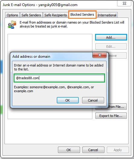 How To Add Sender Domain To Blocked Senders List In Outlook