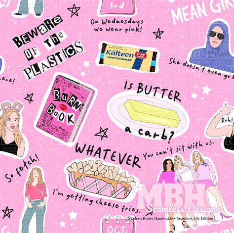Mean Girls Starry Stickers Seamless Pattern Mbh Seamless Designs