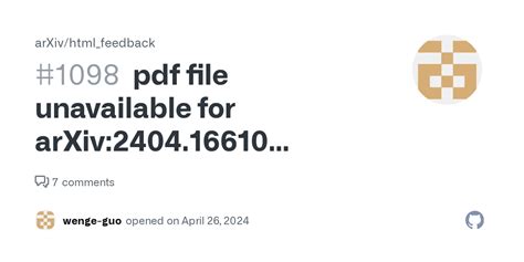 Pdf File Unavailable For Arxiv240416610 Statme · Issue 1098