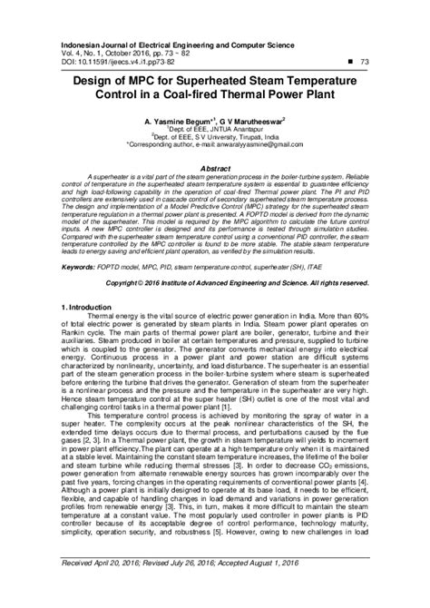 Pdf Design Of Mpc For Superheated Steam Temperature Control In A Coal Fired Thermal Power