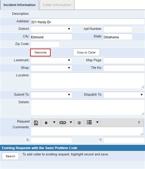 Geocode A Service Request