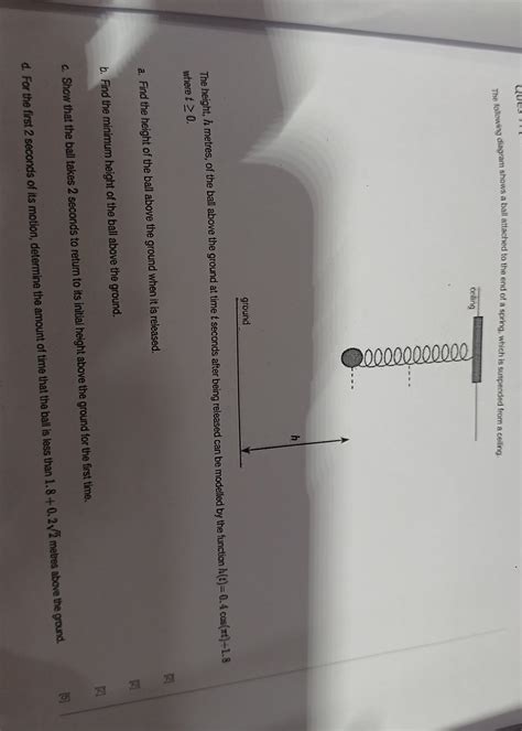 Solved The Following Diagram Shows A Ball AttacheThe Height Chegg Com