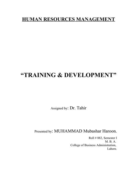Tandd Training And Development Assignment By Mmh Pdf