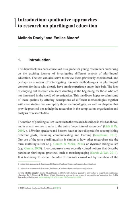 Pdf Introduction Qualitative Approaches To Research On Plurilingual