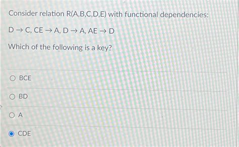 Solved Consider Relation R A B C D E With Functional Chegg Com