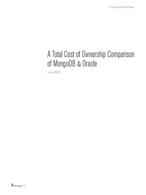 Mongodb Tco Comparison Mongodb Oracle Pdf Mongo Db Databases