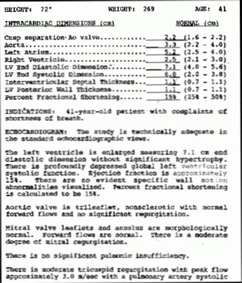 Sample Of Echo Cardiography Report