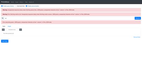 Web UI Broken All Queries And Pages Throw JSON Parse Unexpected