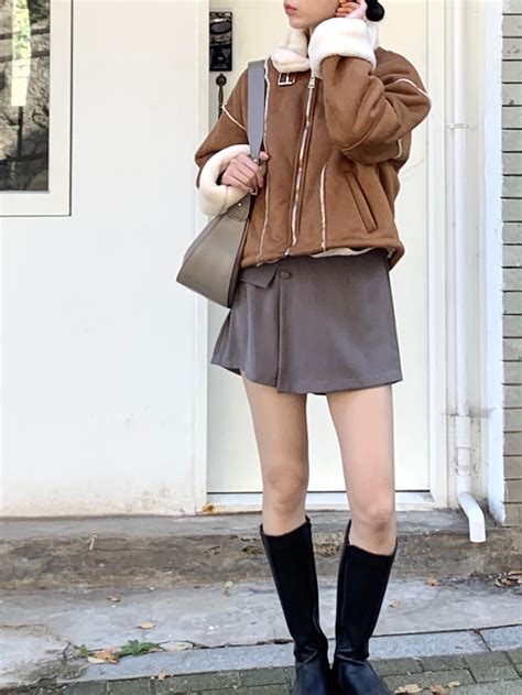 2color 루즈핏 버클 스웨이드 무스탕 에이블리