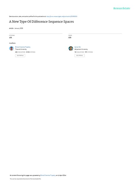 A New Type Of Difference Sequence Spaces Pdf Sequence Norm Mathematics