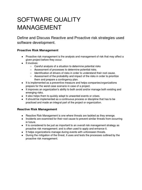 Software Quality Management Pdf Risk Management Audit