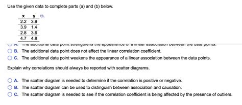 Solved Use The Given Data To Complete Parts A And B