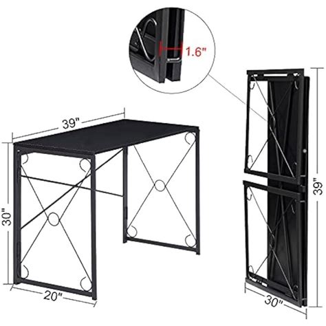Vecelo 접이식 컴퓨터 책상 간단한 노트북 테이블 가정 사무실 워크스테이션 읽기 쓰기 조립 필요 없음 394 인치 사무용 가구