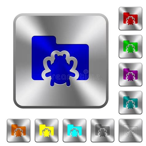 Bug Folder Rounded Square Steel Buttons Stock Vector Illustration Of