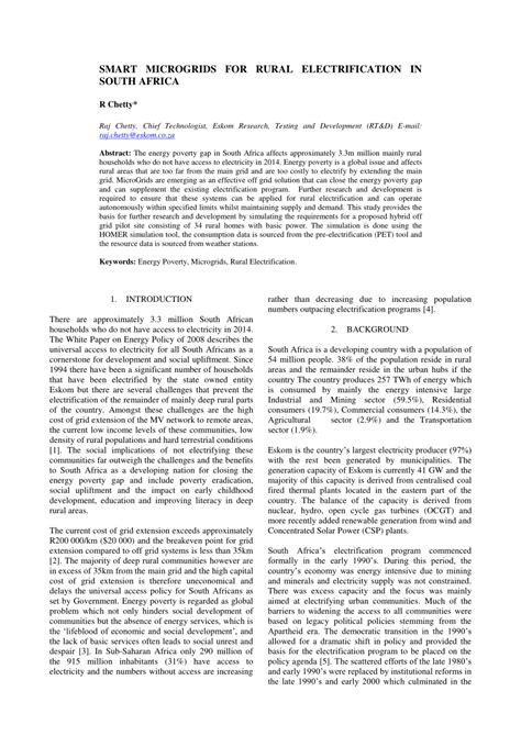 Pdf Smart Microgrids For Rural Electrification In South Africa