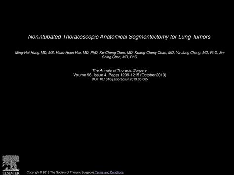 Nonintubated Thoracoscopic Anatomical Segmentectomy For Lung Tumors Ppt Download