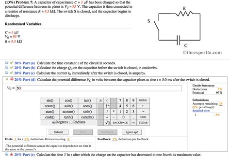 Solved A Capacitor Of Capacitance C 3 Mu F Has Been