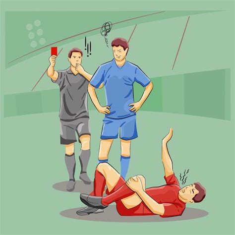 Premium Vector Referee Give Red Card To Offensive Player For Bad Play