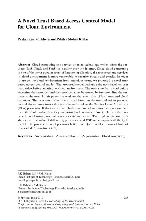 pdf a novel trust based access control model for cloud environment