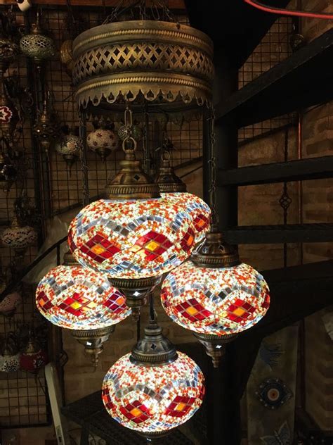 TURKISH MOSAIC CHANDELIER, 5 LAMPS | GrandBazaar Shopping | Turkish ...