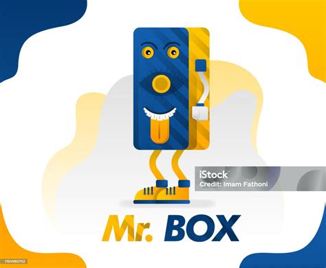 미스터 박스 재미 개념 벡터 일러스트 레이 션 이기 때문에 아이 들을 위한 간단한 스타일의 혀를 내밀고 상자 괴물 머그컵 셔츠 컵 포스터 옷 문구 학교 아이템입니다 웹 0