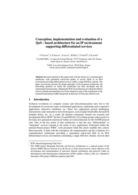 Pdf Conception Implementation And Evaluation Of A Qos Based
