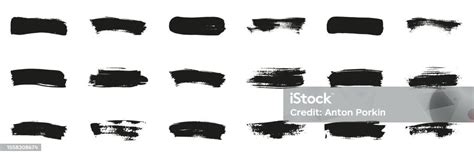 사각형 모양 세트에 튄다 페인트 브러시 스플래쉬 브러시 스트로크 블랙 그런지 텍스처 브러시 스트로크 페인트 스텐실 흰색 배경에