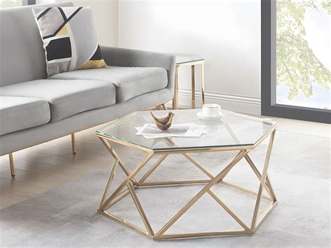 Table Basse En Verre Trempé Et Acier Inoxydable Chromé Keriane