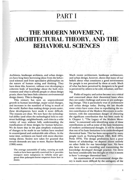 Solution Creating Architectural Theory The Role Of The Behavioral Sciences In Environmental