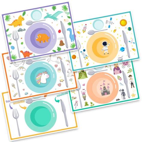 Set De Table à Imprimer Un Lot De 5 Thèmes Pour Des Repas Ludiques Et