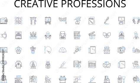 Creative Professions Line Icons Collection Microcontroller Fpga Semiconductor Transistor