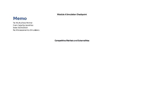 Module 4 Simulation Checkpoint Module 4 Simulation Checkpoint Memo To
