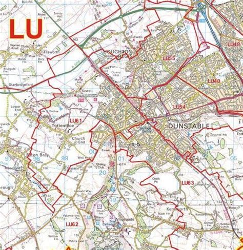 Luton Lu Postcode Sector Wall Map