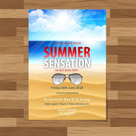 바다 배경으로 해변 파티 전단지 그림 Eps Ai Uidownload