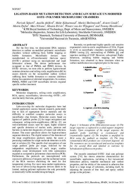 Pdf Ligation Based Mutation Detection And Rca In Surface Un Modified