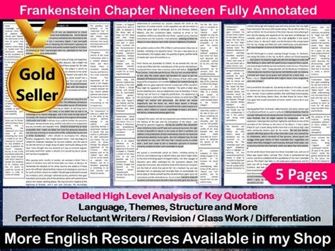Frankenstein Chapter 19 Fully Annotated Teaching Resources