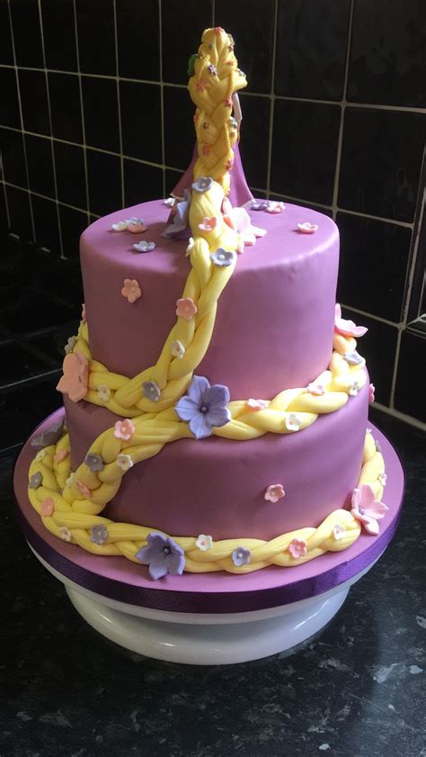 Rapunzel Birthday Cake With Purple And Yellow Design