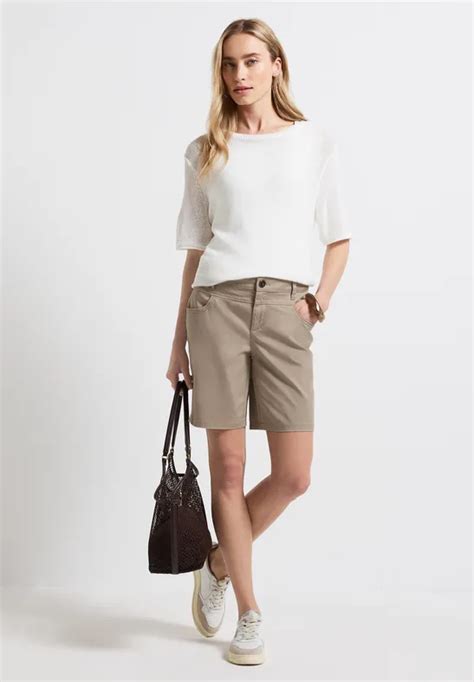 Street One Bermuda En Satin Pour Femmes En Beige Yulius Street One