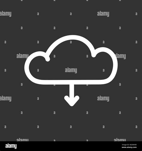 Cloud Line Icon Internet Download Symbol Flat Vector Illustration On