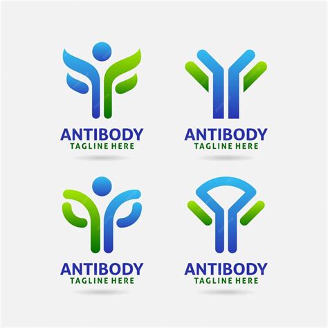 건강한 항체 로고 디자인 세트 프리미엄 벡터