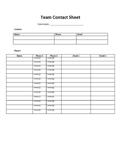 40 Free Contact Sheet Templates Excel Word Templatearchive