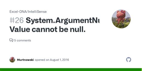 System ArgumentNullException Value Cannot Be Null Issue Excel DNA IntelliSense GitHub