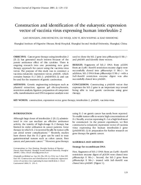 Pdf Construction And Identification Of The Eukaryotic Expression Vector Of Vaccinia Virus