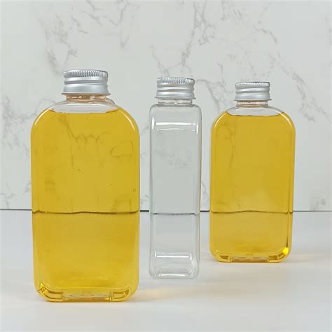 400ml Clear Plastic Flat Bottles With Screw Cap Jars For Juice Milk
