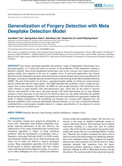 Pdf Generalization Of Forgery Detection With Meta Deepfake Detection