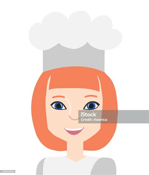 요리사의 모자를 쓴 여성 아바타 흰색 배경에 격리 된 초상화 귀여운에 대한 스톡 벡터 아트 및 기타 이미지 귀여운 등장인물 만화 Istock